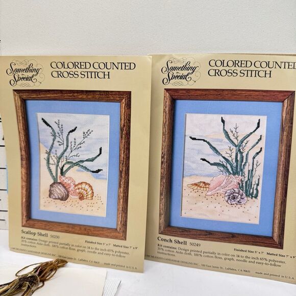 Art | Sea Shells 2 Pictures Needlepoint Kit One Is Almost Done Conch ...